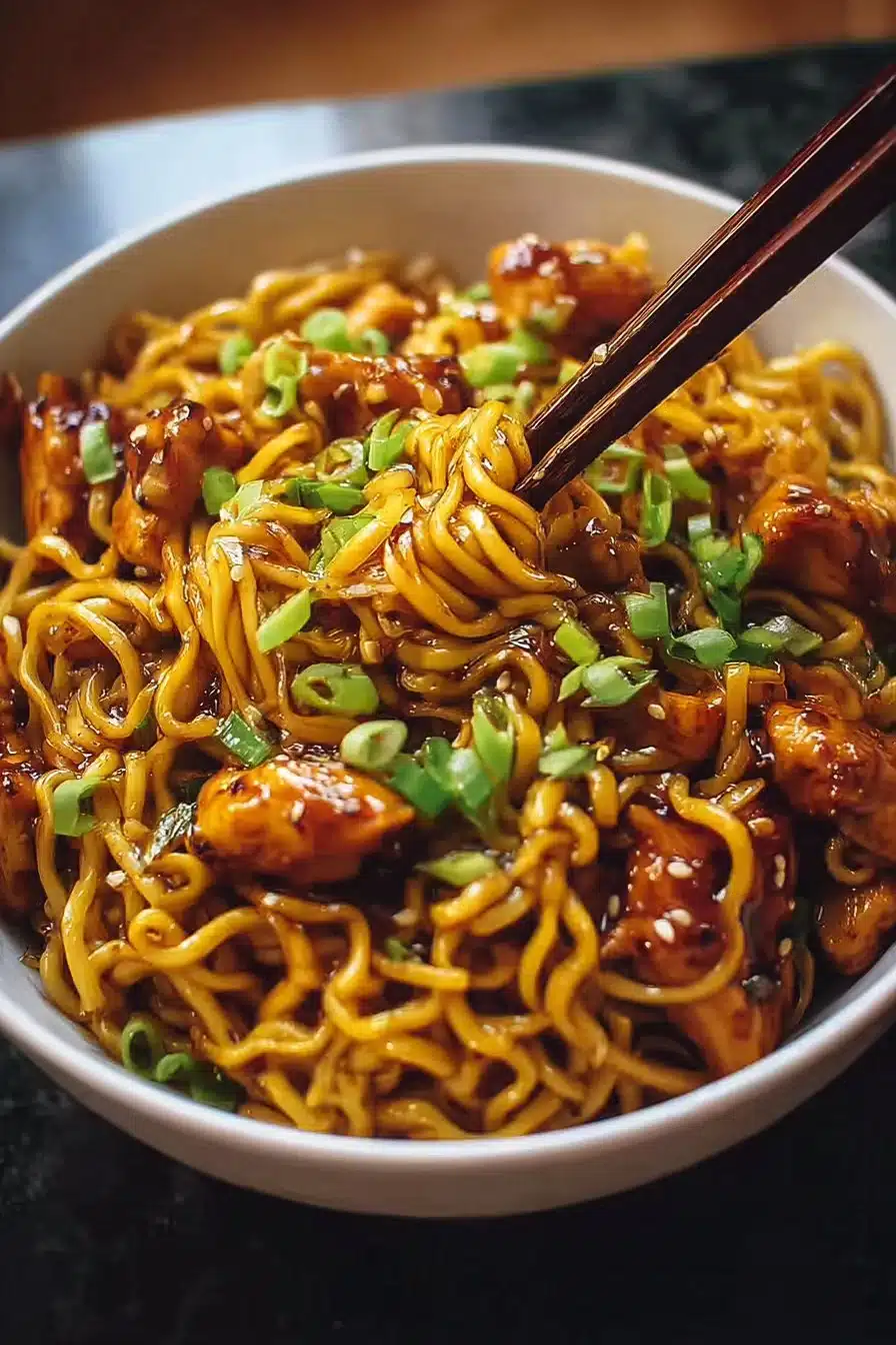 Sticky Garlic Chicken Noodles
